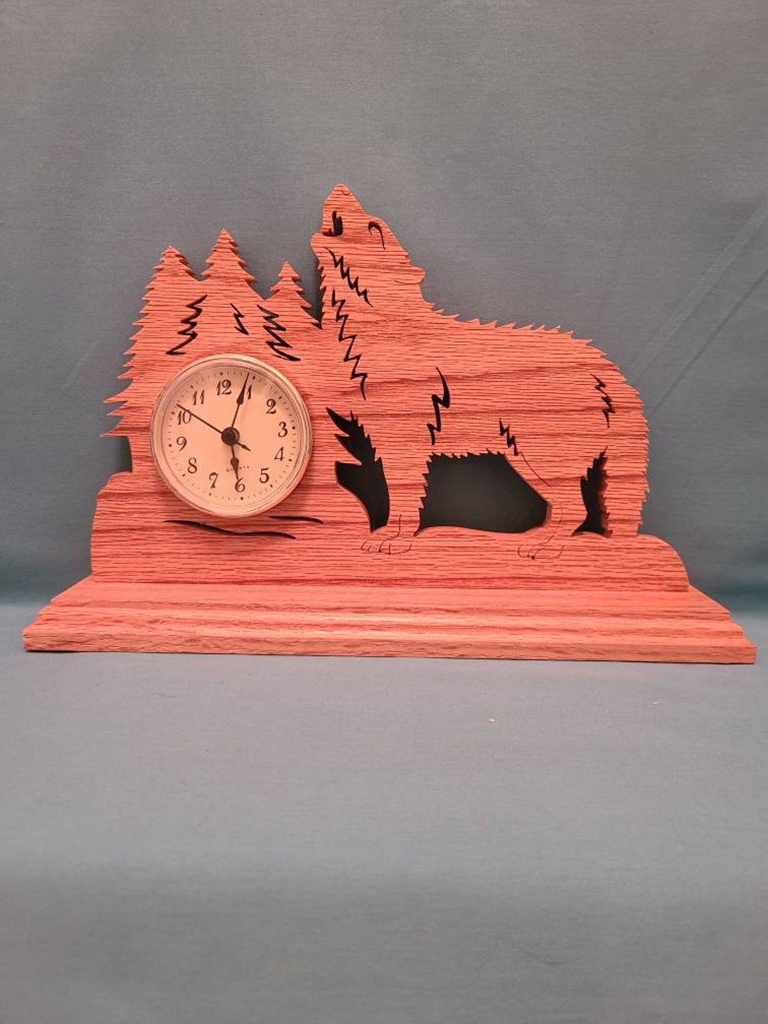Wolf Clock, Desk Clock, Animal Decor, Home Decor, Hand Crafted Office ...