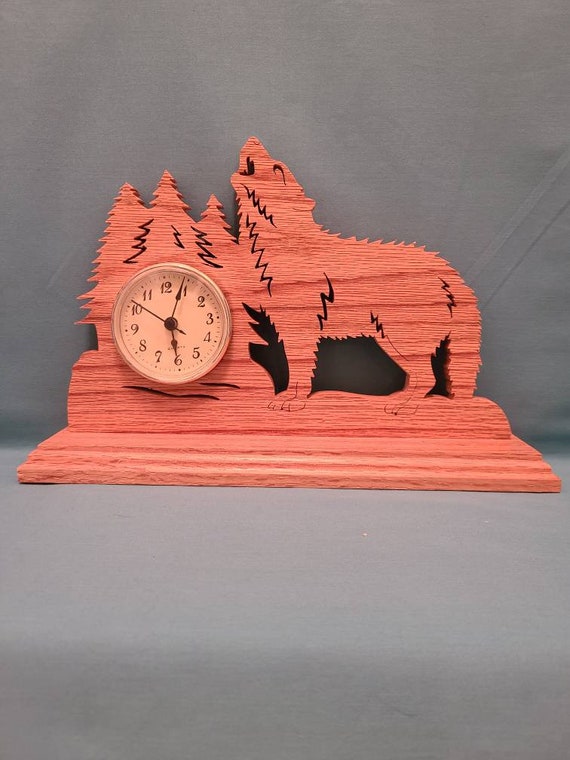 Wolf Clock Desk Clock Animal Decor Home Decor Hand Crafted | Etsy