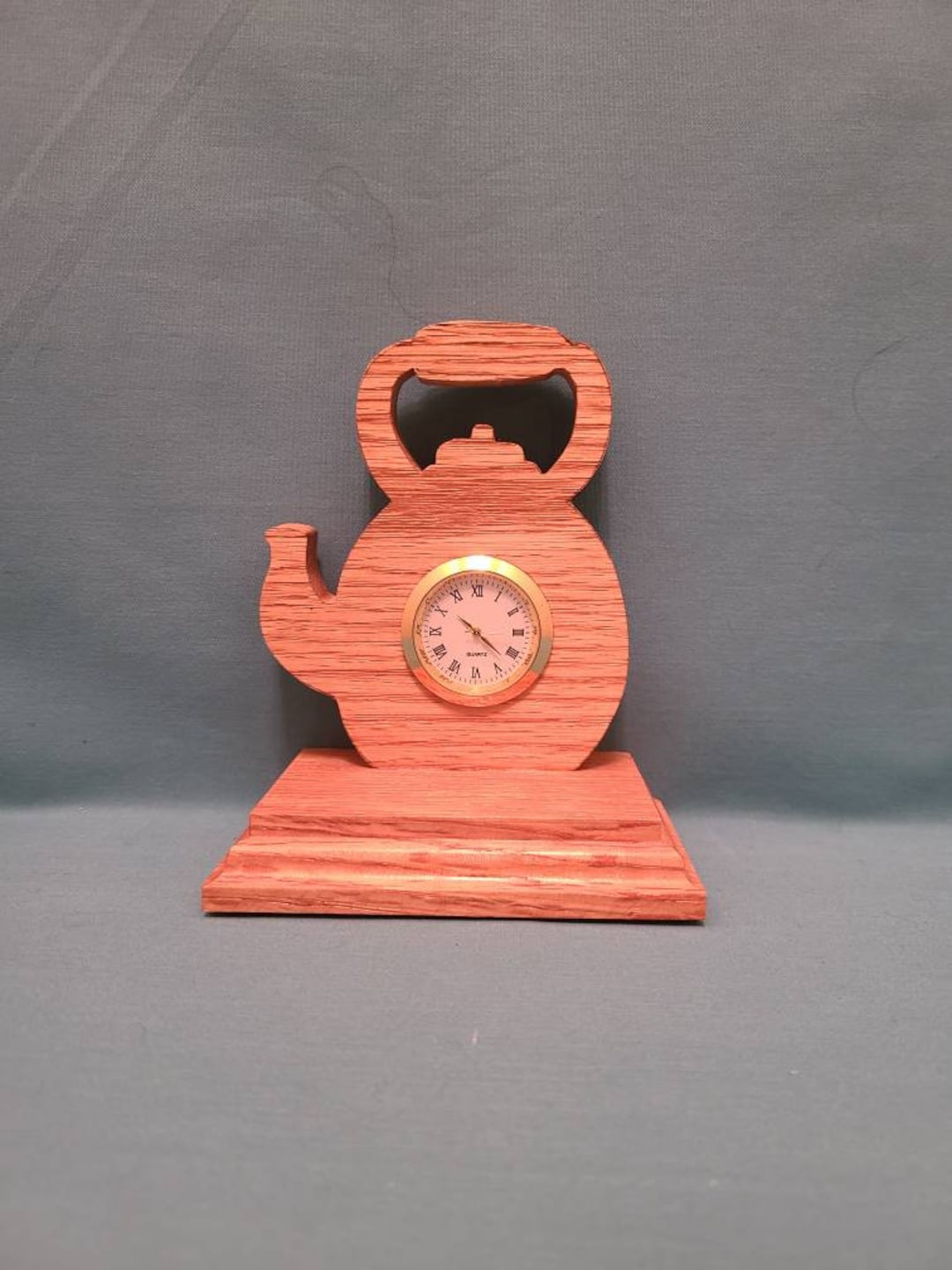Tea Kettle Clock, Hand Crafted From Oak With a Scroll Saw - Etsy