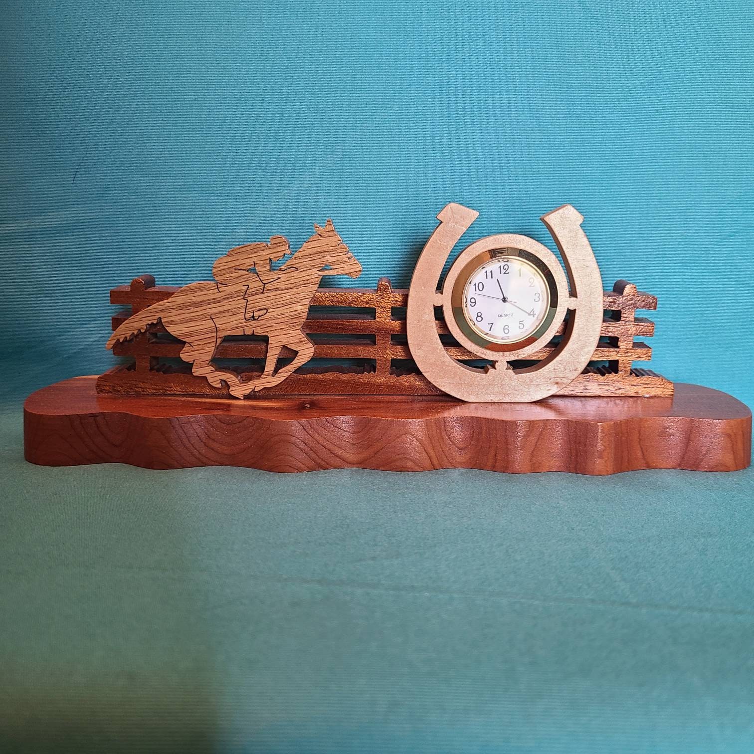 Race Horse and Horseshoe Clock Hand Crafted With a Scroll Saw - Etsy