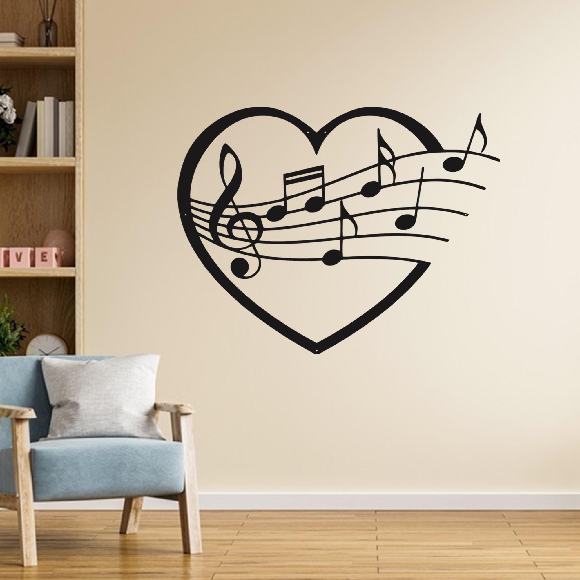 Musical Note Heart Metal Wall Art: Romantic Music Lover Decor - Etsy