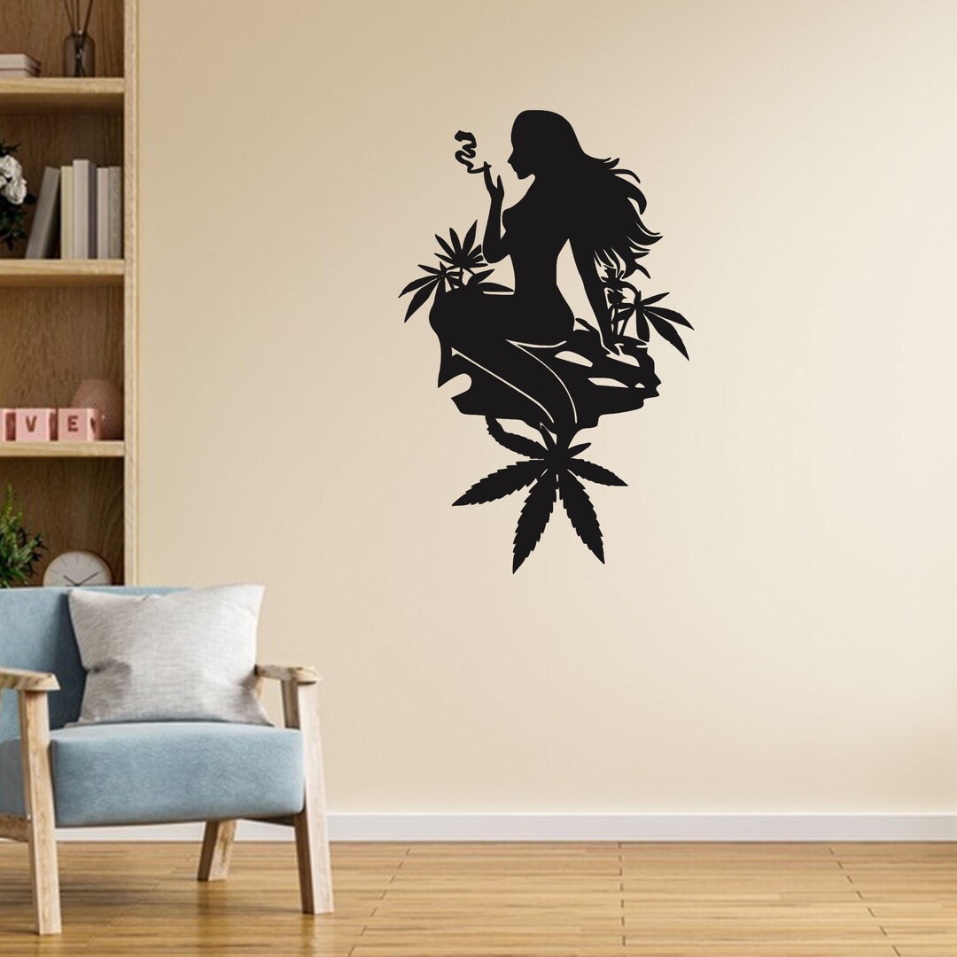 Cannabis Mermaid Metal Wall Art – Unique Mermaid Silhouette With Leaf ...
