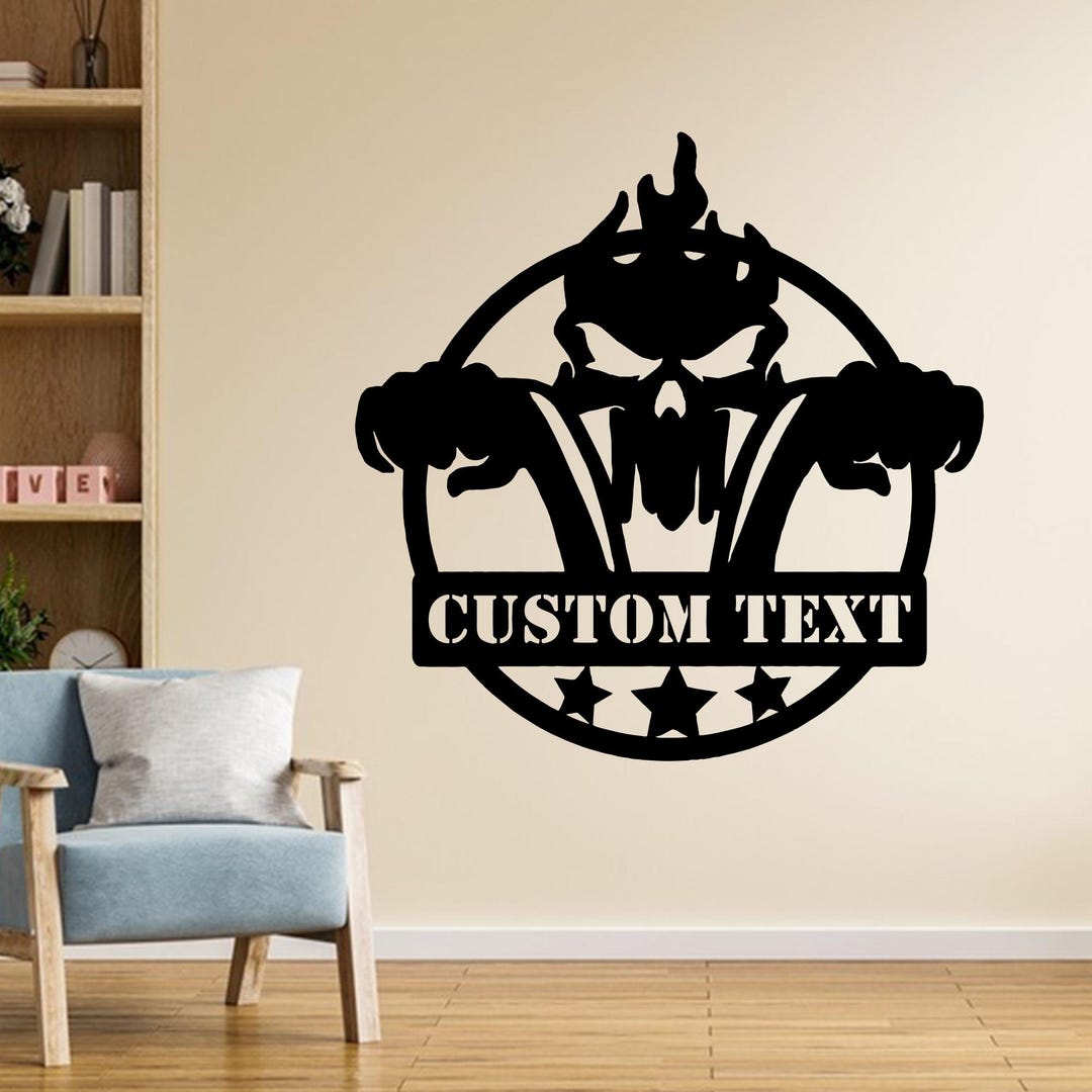 Custom Skull Motorcycle Rider Metal Wall Art: Personalized Biker Garage ...