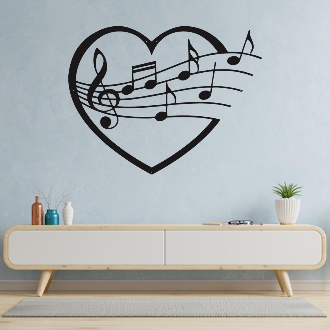 Musical Note Heart Metal Wall Art: Romantic Music Lover Decor - Etsy