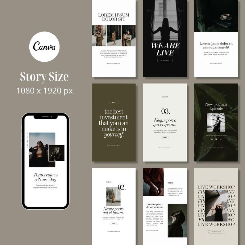 80 HIGH CONVERSION Social Media Canva Templates Set 'olive' - Etsy