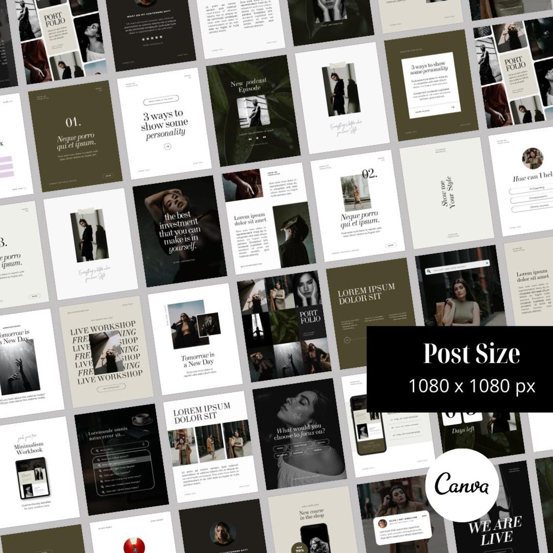 80 HIGH CONVERSION Social Media Canva Templates Set 'olive' - Etsy