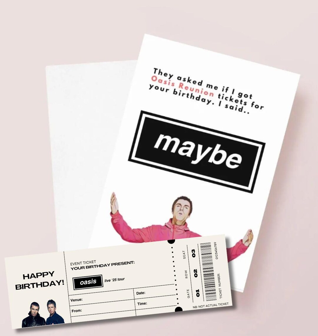 Oasis Reunion Ticket Themed Birthday Card With Ticket Style Insert - Etsy