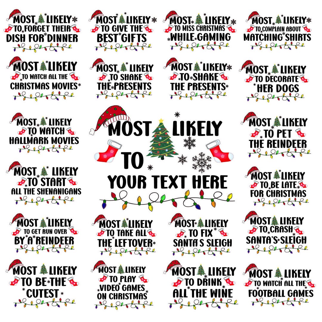 Most Likely to Christmas Bundle Svg, Most Likely to Png, Funny ...
