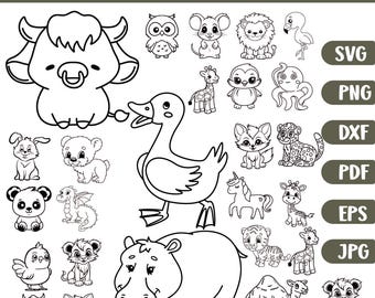 Animals Outline Svg,safari Animals Png,cute African Jungle Animal ...