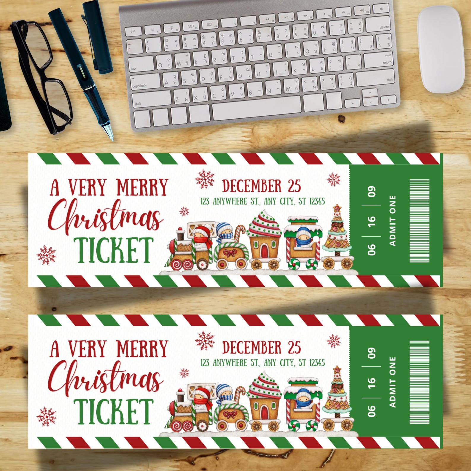 Christmas Party Ticket, Event Ticket Pintables, Editable Event Tickets ...