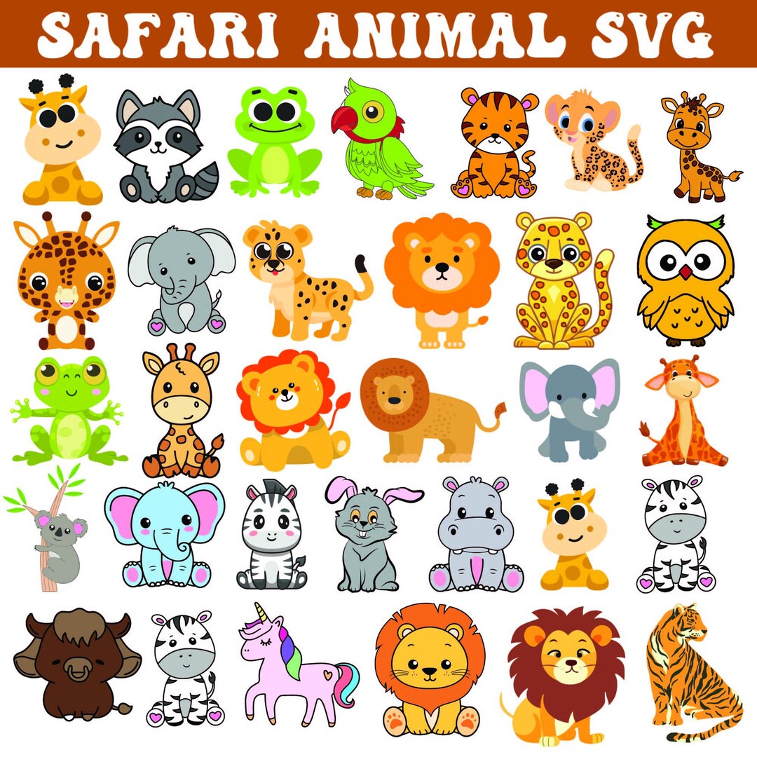 Safari Animals Outline Svg,safari Animals Png,cute African Jungle ...