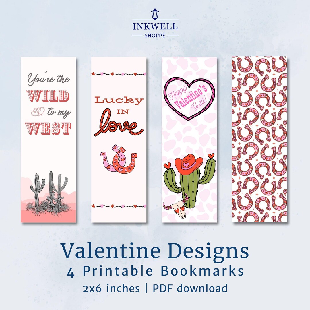 Cute Valentine Bookmark Printable, Book Club Gift for Book Lover, Girly ...