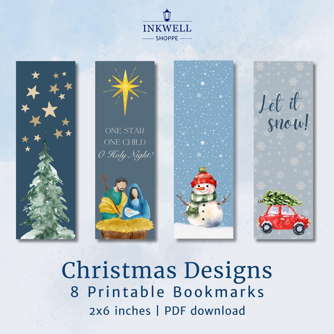 Christmas Printable Bookmarks for Book Lovers, Collection of Holiday ...