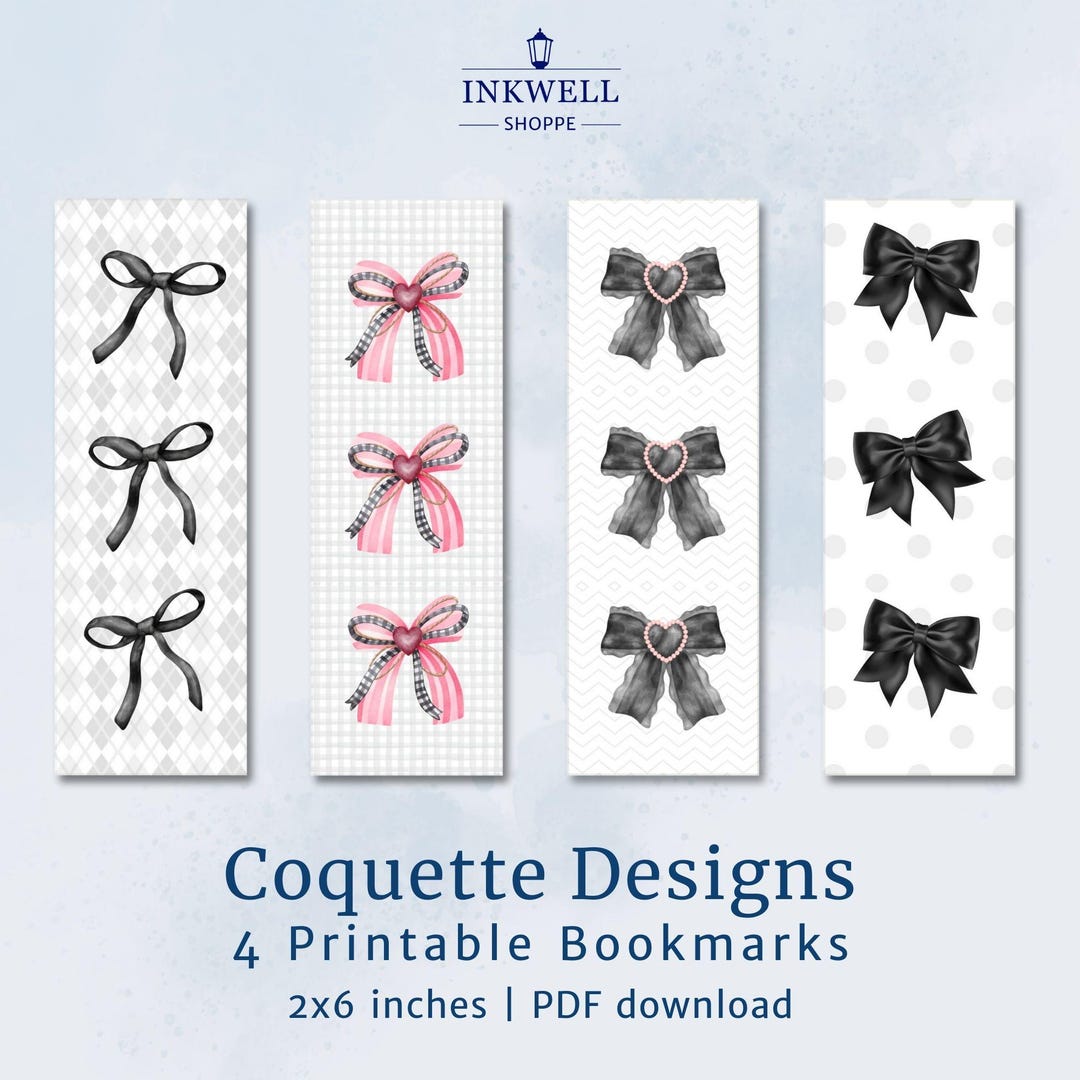 Coquette Bow Printable Bookmarks: Ballet Core Gift (PDF) - Etsy
