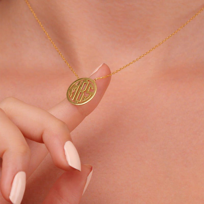 Gold Monogram Necklace - Etsy
