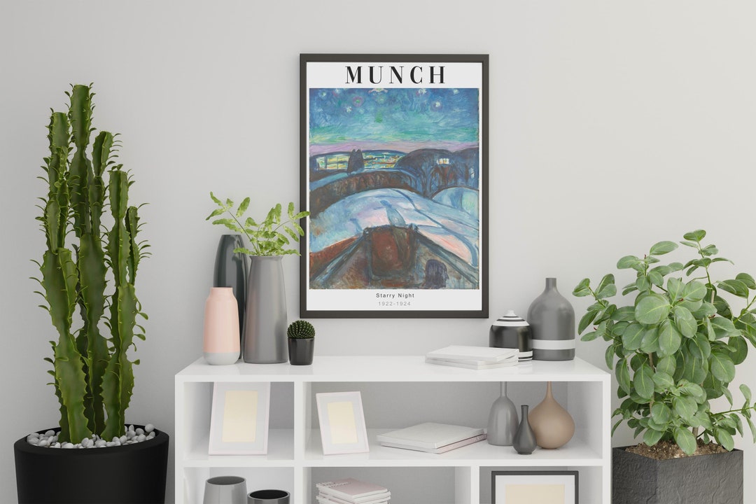 Edvard Munch Starry Night Exhibition Artwork, Pastal Artwork, Unique ...