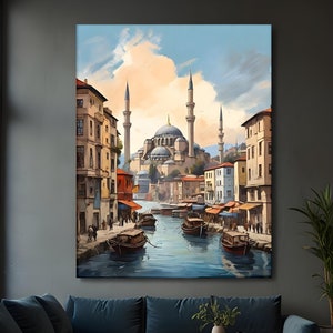 Istanbul Painting on Canvas, Constantinople Print on Canvas , Floating ...