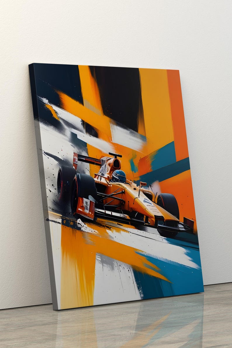 Abstract Formula 1 Painting, Vivid Color Formula 1 Car Canvas, Formula ...