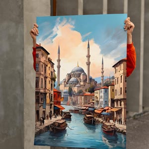 Istanbul Painting on Canvas, Constantinople Print on Canvas , Floating ...