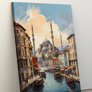 Istanbul Painting on Canvas, Constantinople Print on Canvas , Floating ...