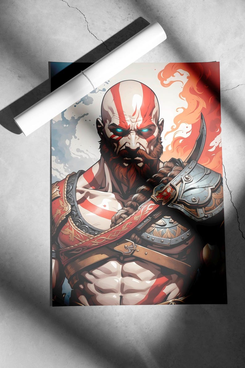 God of War Game Poster, Kratos Art Print, God of War Wall Decor, Kratos ...