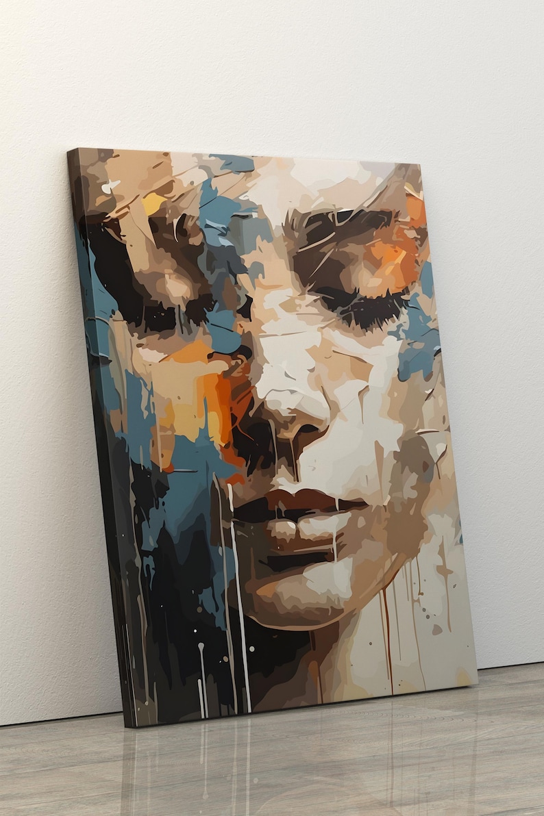 Abstract Woman Face Portrait Canvas Print, Painting on Canvas, Abstract Face Wall Art, Woman ...