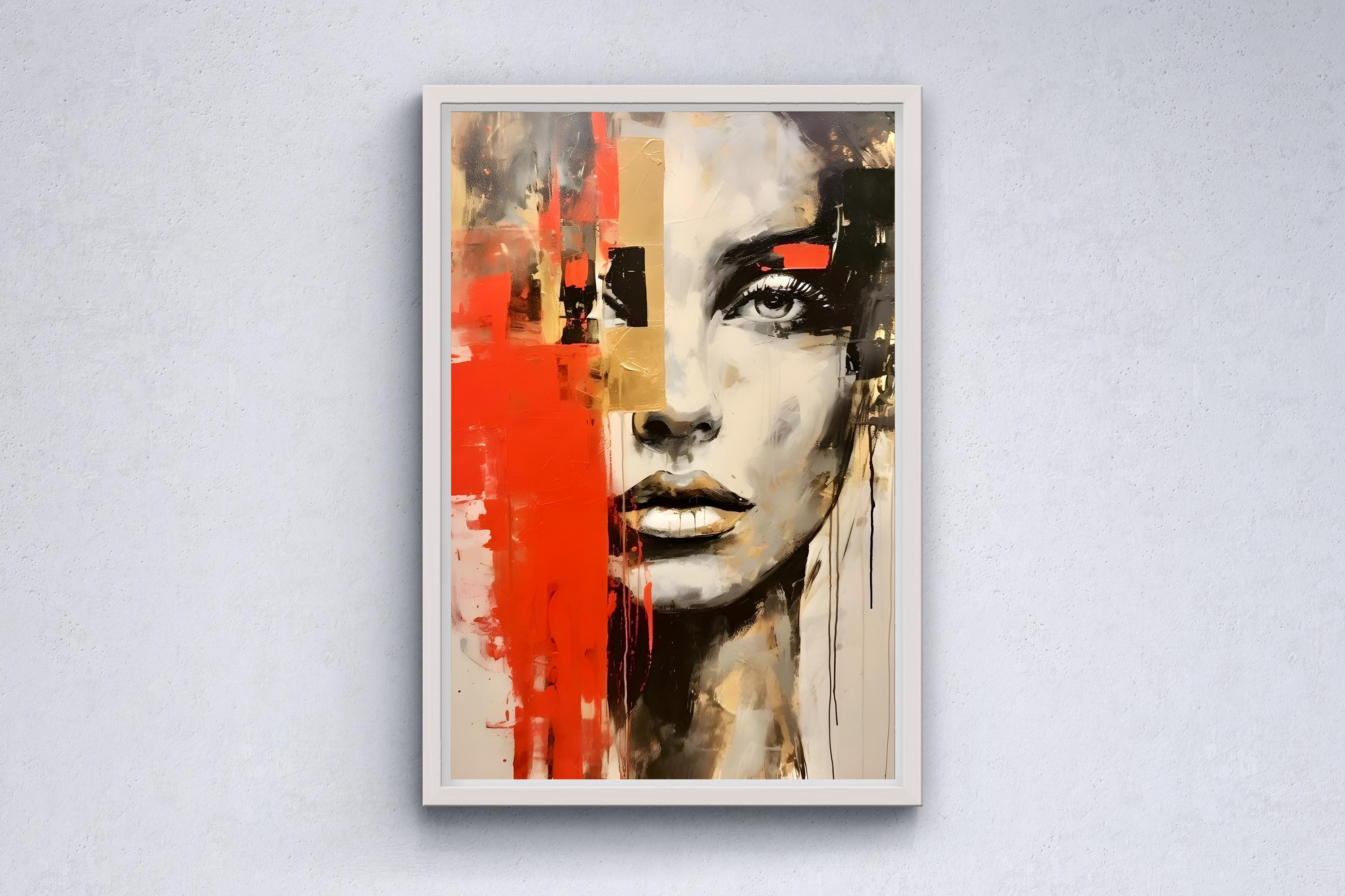 Abstract Woman Face Print, Painting Canvas, Abstract Face Wall Art ...