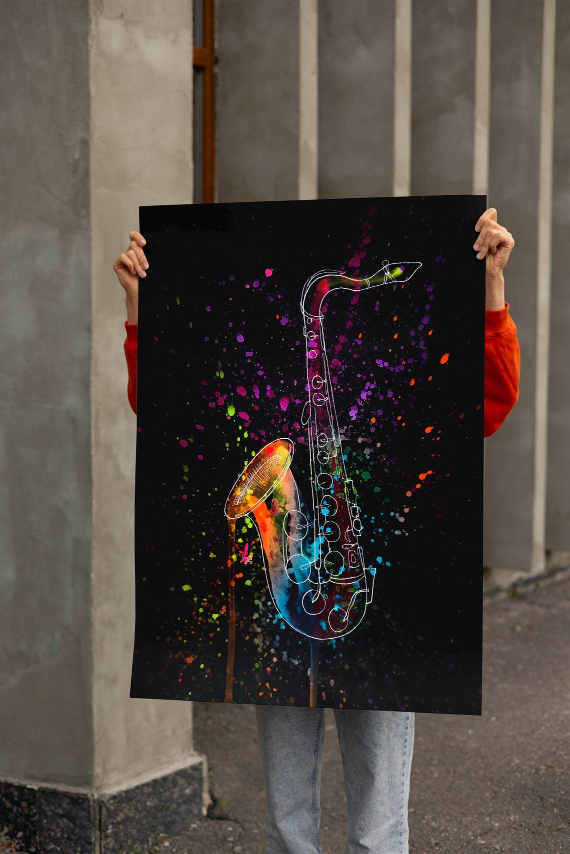 Saxophone Poster, Jazz Music Wall Art, Colorful Saxophone Poster ...
