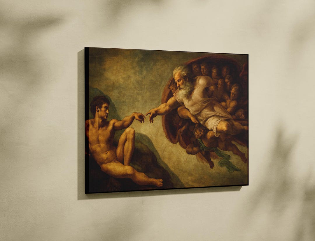 The Creation of Adam Painting Canvas, Creation of Adam, Famous Wall Art ...