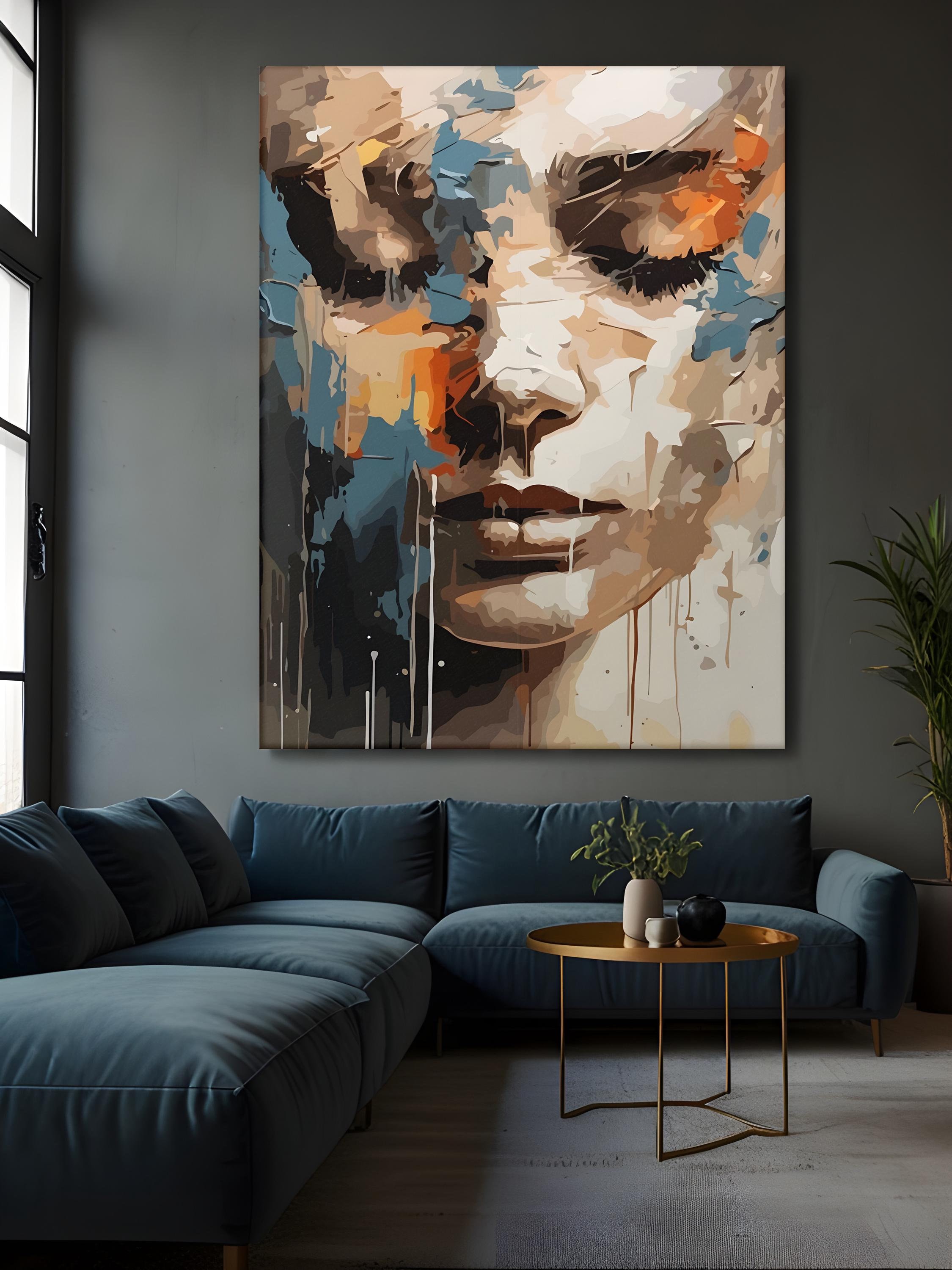 Abstract Woman Face Portrait Canvas Print, Painting on Canvas, Abstract ...