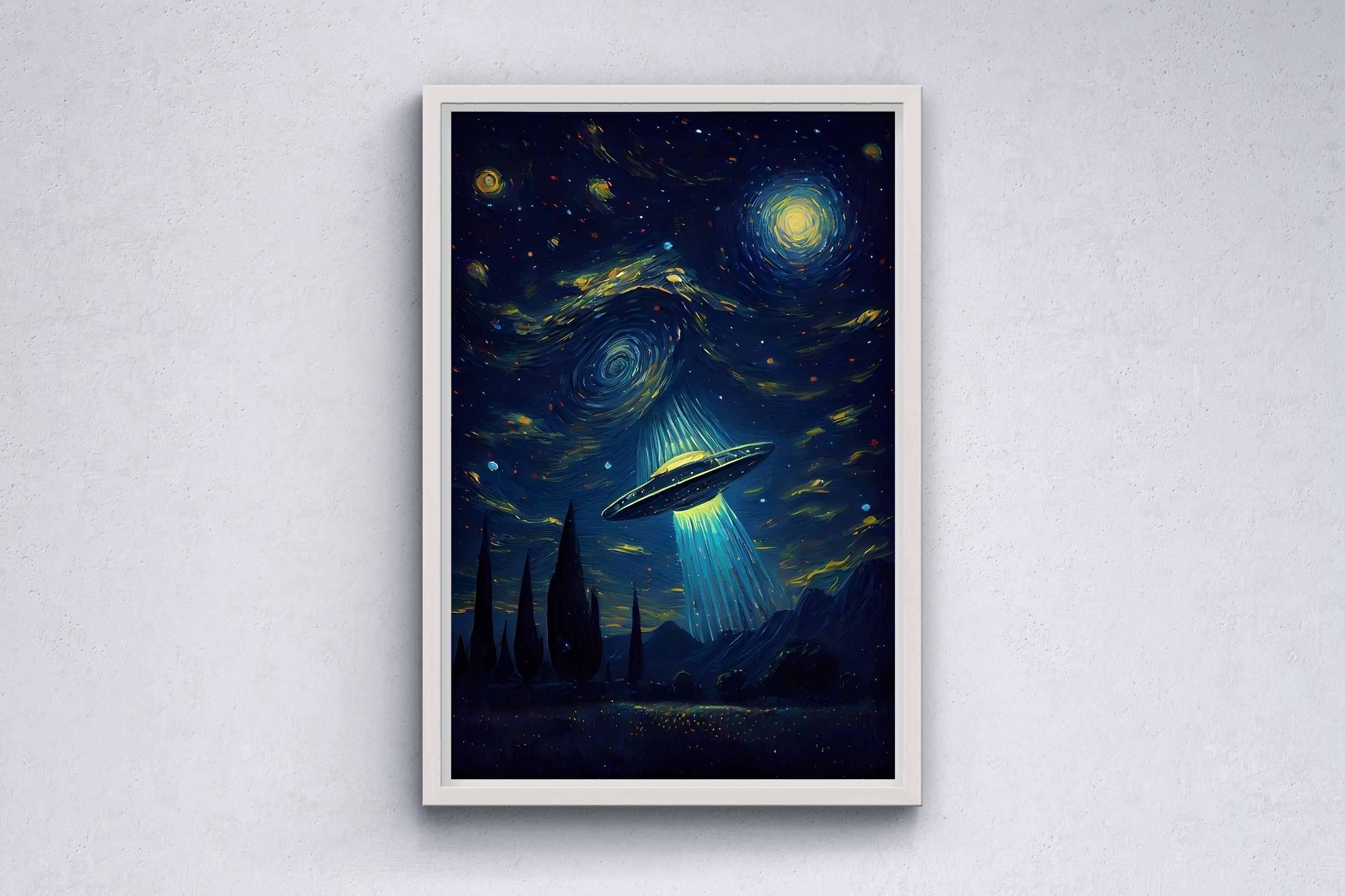 UFO Poster, Retro Wall Decor, UFO Alien Desert Wall Art, Girly ...