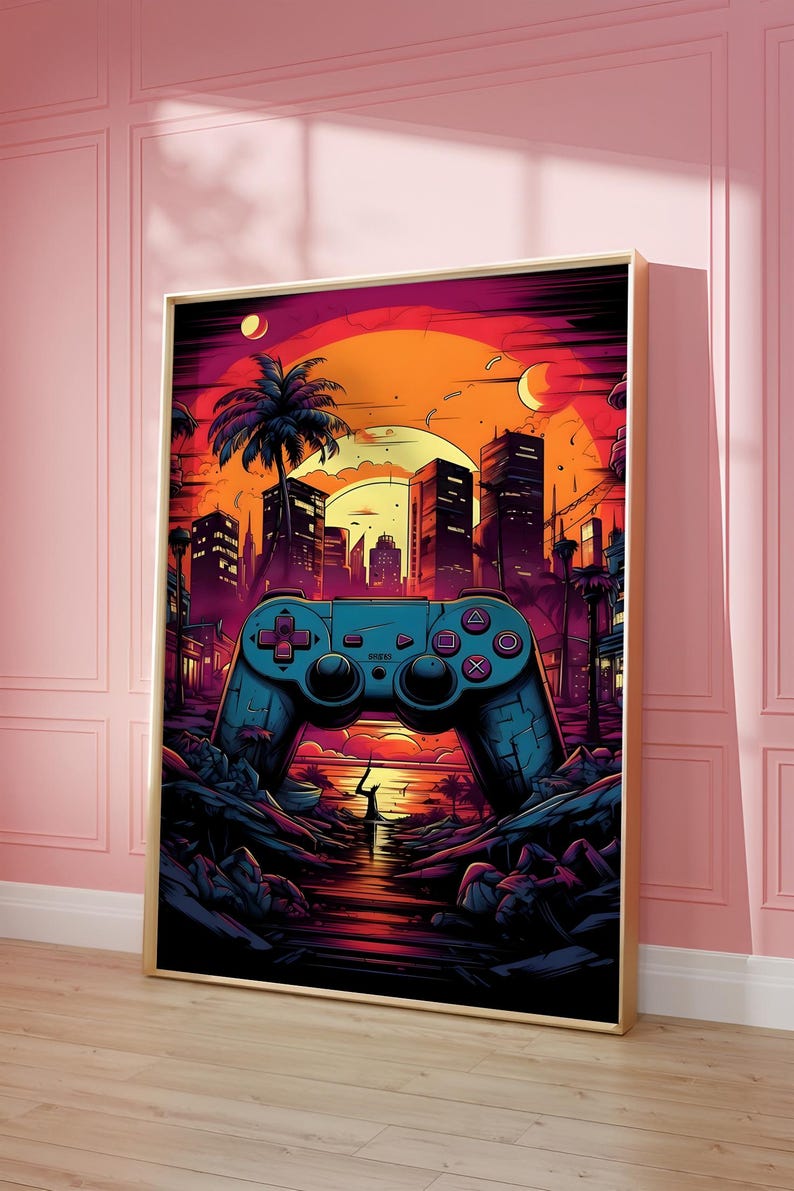 Retro Joystick Gaming Poster: Gamer Room Wall Art - Etsy