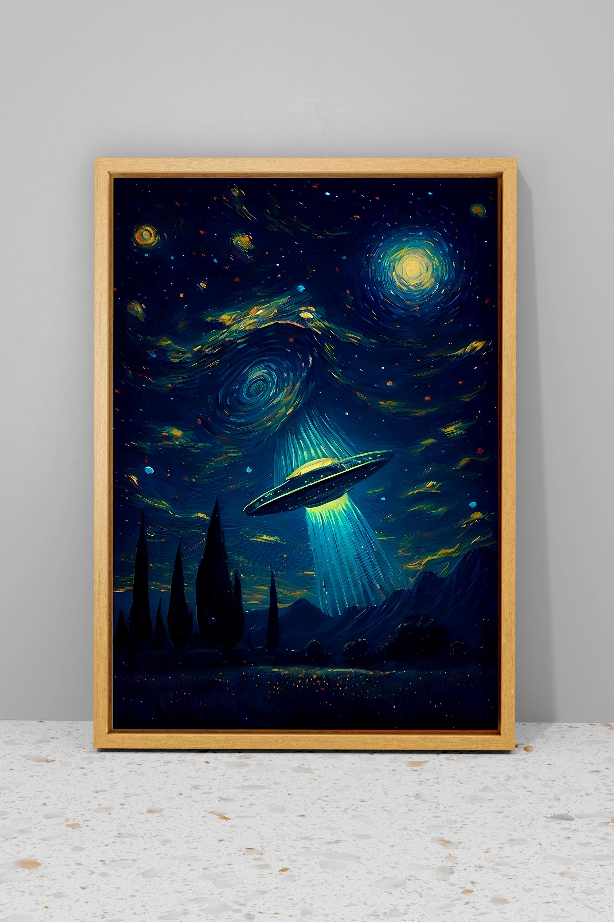 UFO Poster, Retro Wall Decor, UFO Alien Desert Wall Art, Girly ...