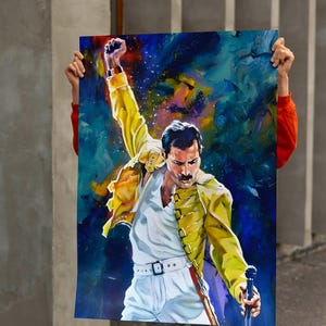 Freddie Mercury Poster Print, Queen Wall Art, Colorful Freddie Mercury ...