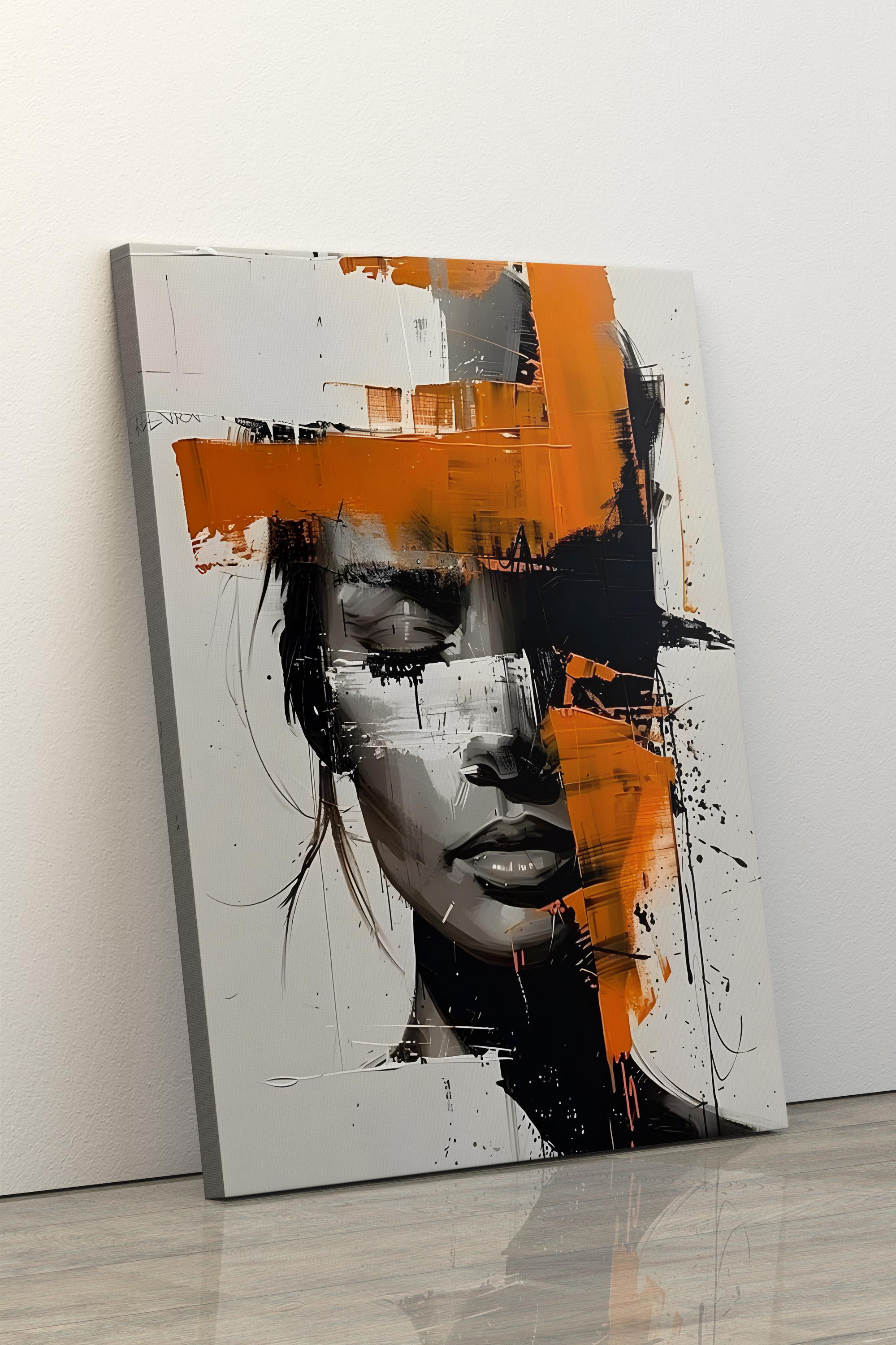 Abstract Woman Face Portrait Digital Print, Oil Painting Canvas ...