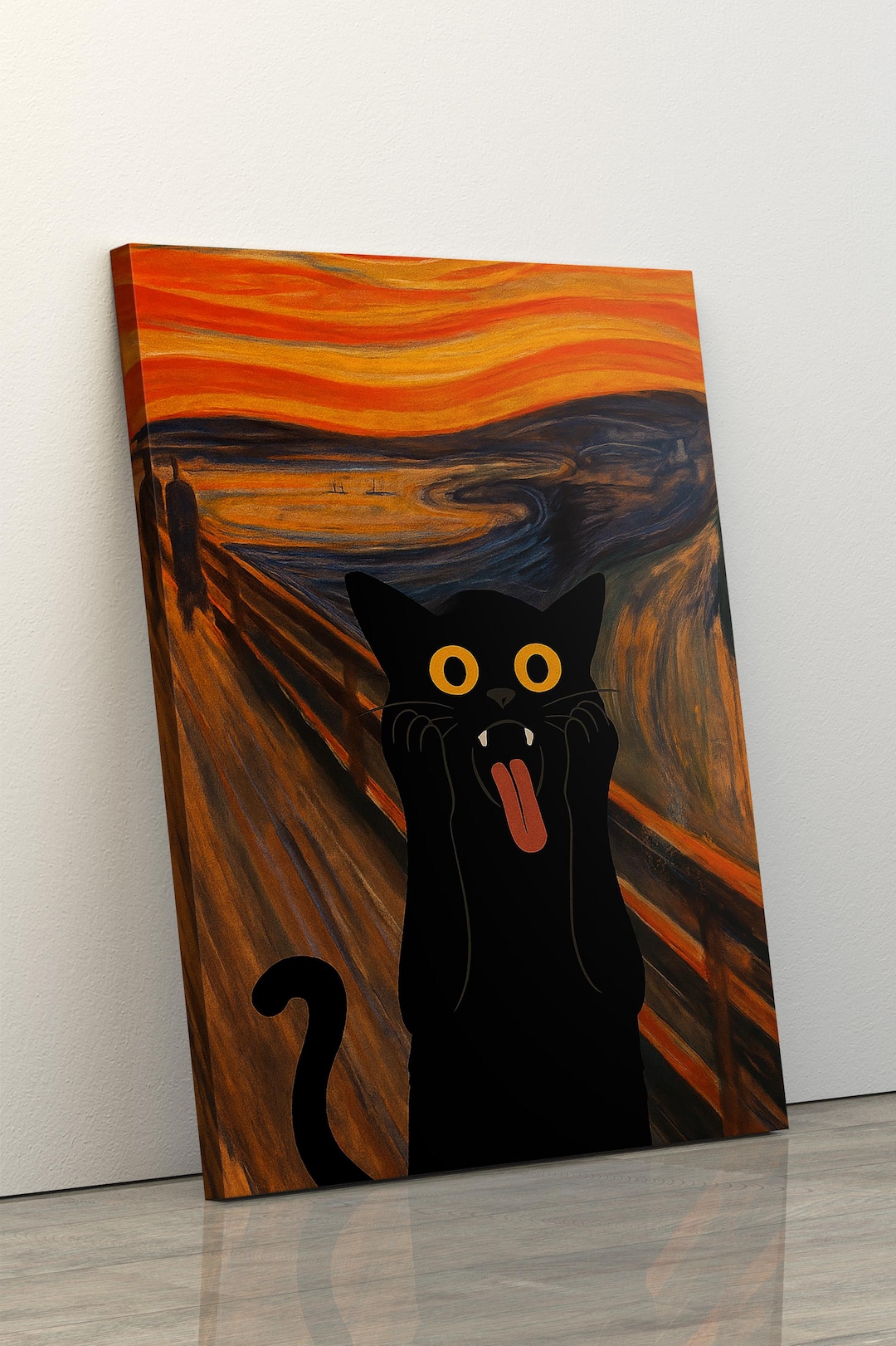 Edvard Munch Scream Black Cat Art, the Scream Cat Poster, Cat Print ...