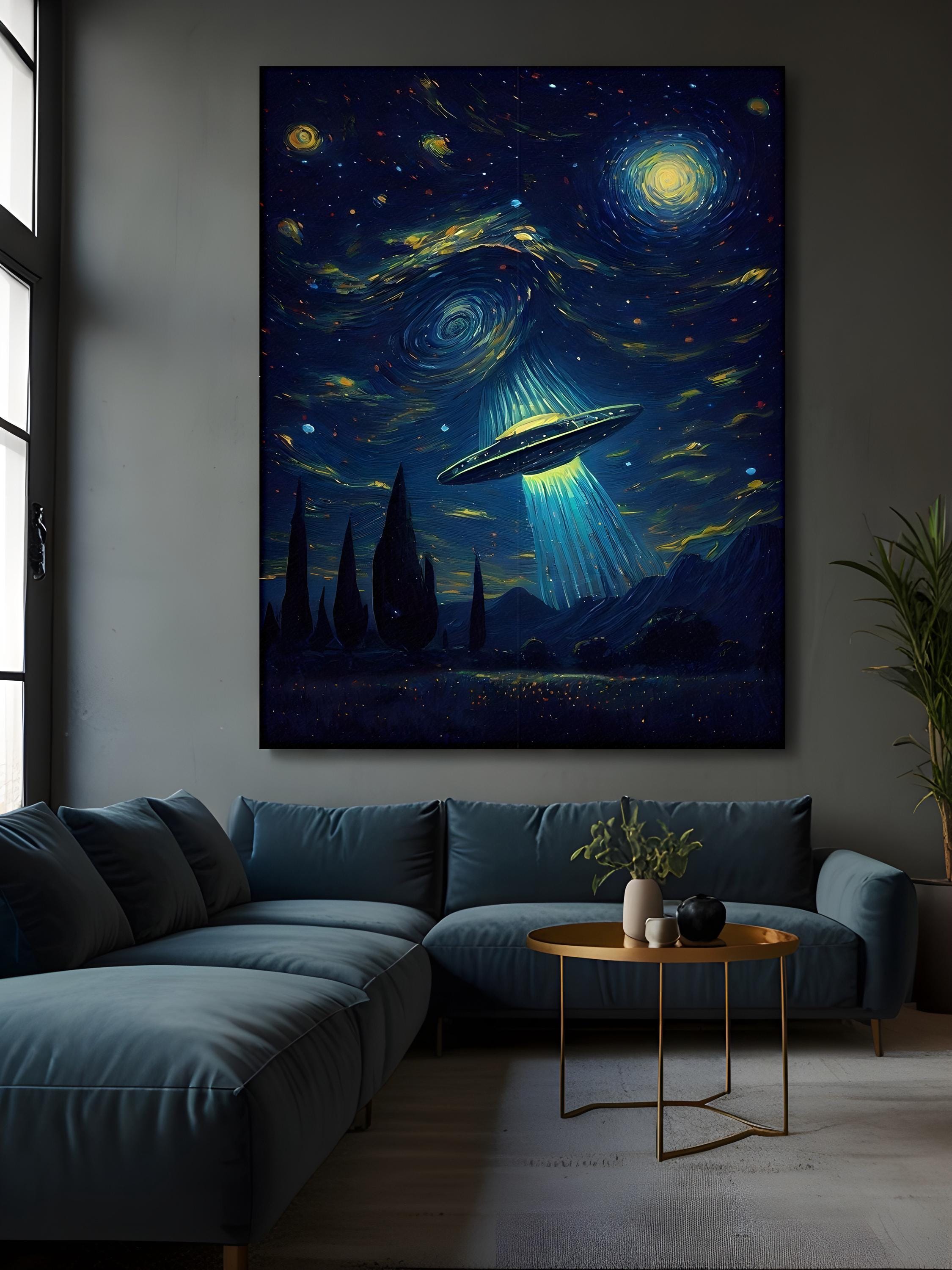 UFO Poster, Retro Wall Decor, UFO Alien Desert Wall Art, Girly ...