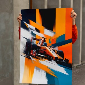 Abstract Formula 1 Painting, Vivid Color Formula 1 Car Canvas, Formula ...