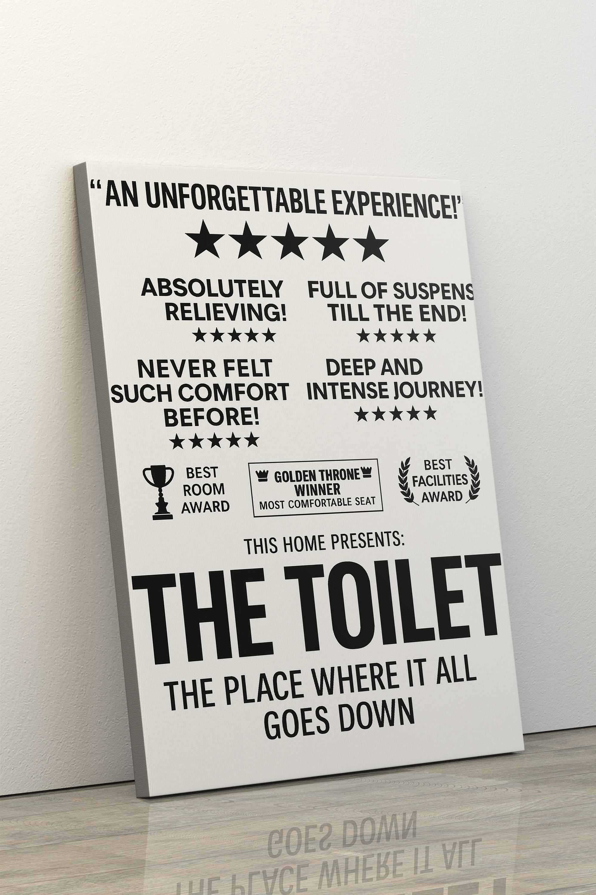 Funny Bathroom Canvas Poster: Toilet 5 Star Reviews, Loo Humor Wall Art ...