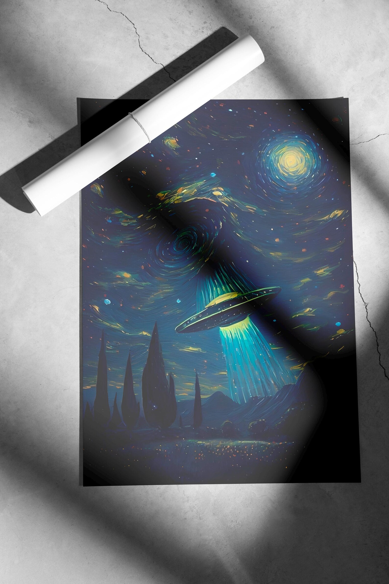 UFO Poster, Retro Wall Decor, UFO Alien Desert Wall Art, Girly ...
