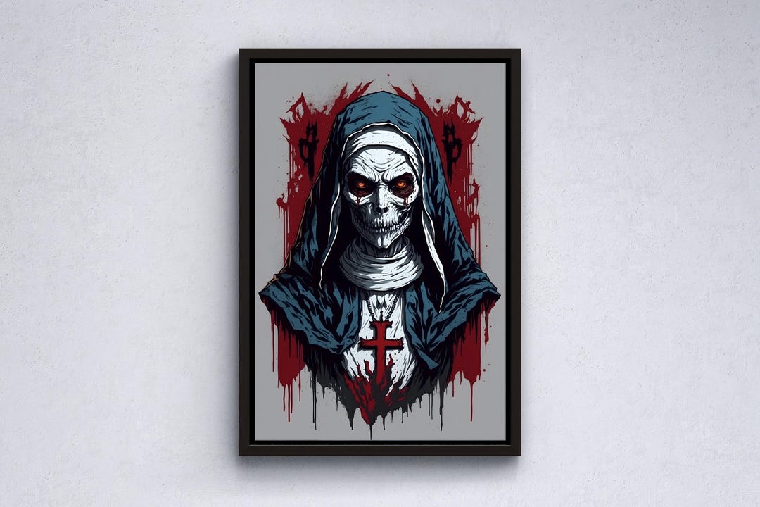 Scary Nun Printed, Wall Art Canvas, Scary Nun Wall Art, Abstract Nun ...