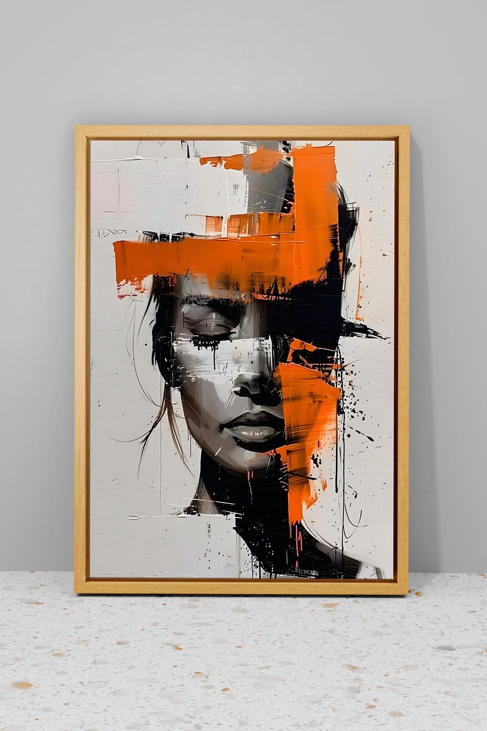 Abstract Woman Face Portrait Digital Print, Oil Painting Canvas ...
