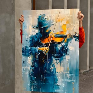 Violin Player Painting Canvas, Man With Violin Wall Art, Music Room ...