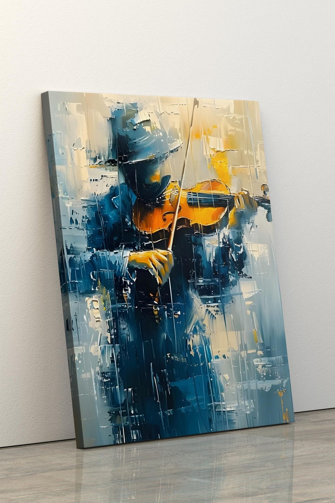 Violin Player Painting Canvas, Man With Violin Wall Art, Music Room ...