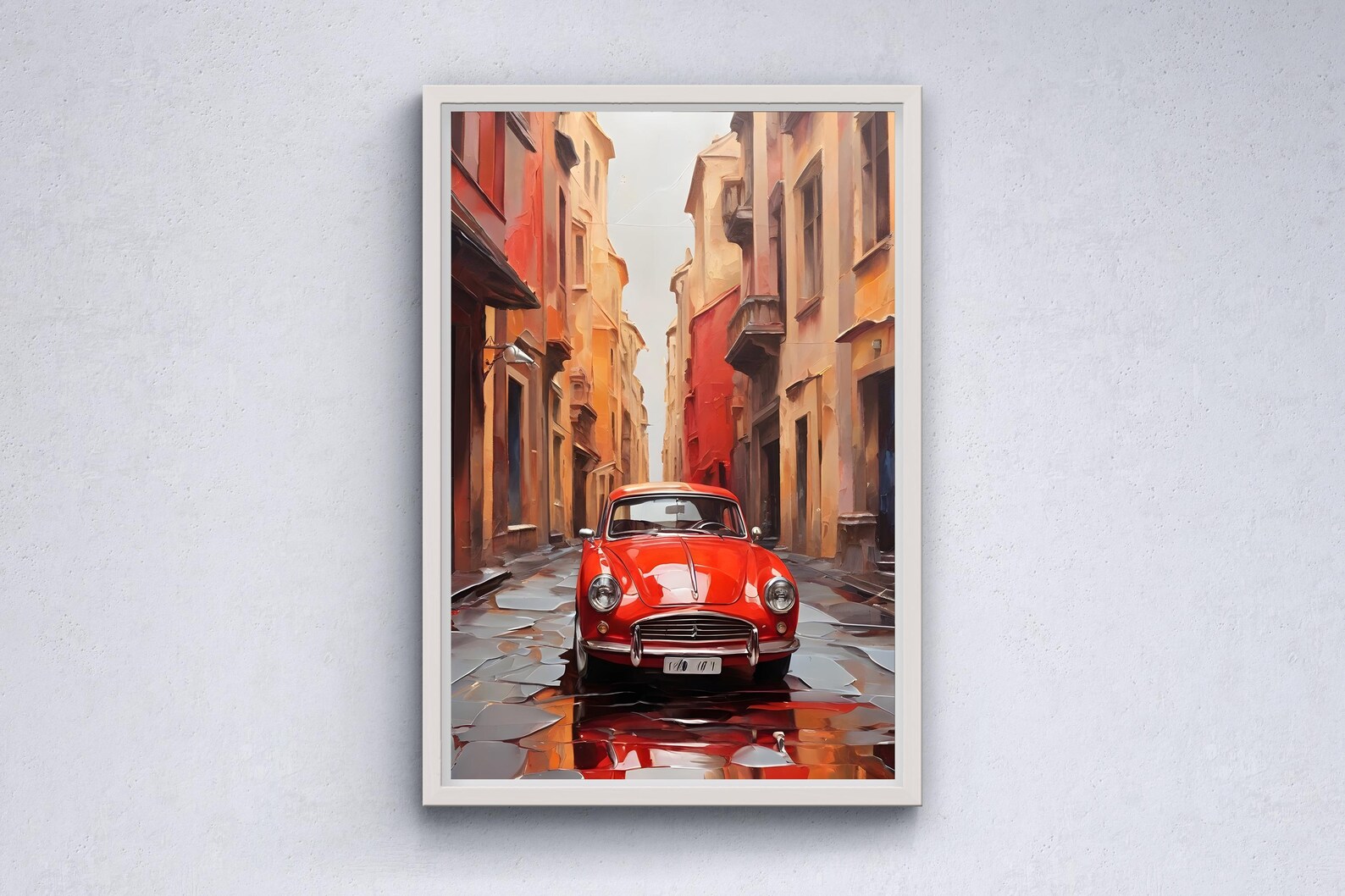 Old Red Car Wall Art, Abstract Car Canvas, Sport Car Poster, Garage ...