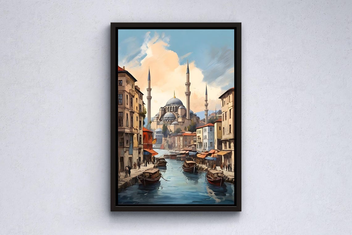 Istanbul Painting on Canvas, Constantinople Print on Canvas , Floating ...