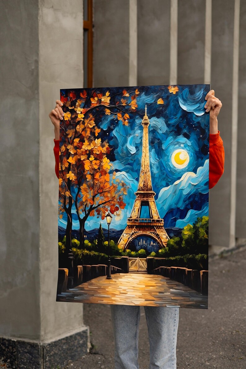 Eiffel Tower Van Gogh Starry Night Painting, Van Gogh Print, Free ...
