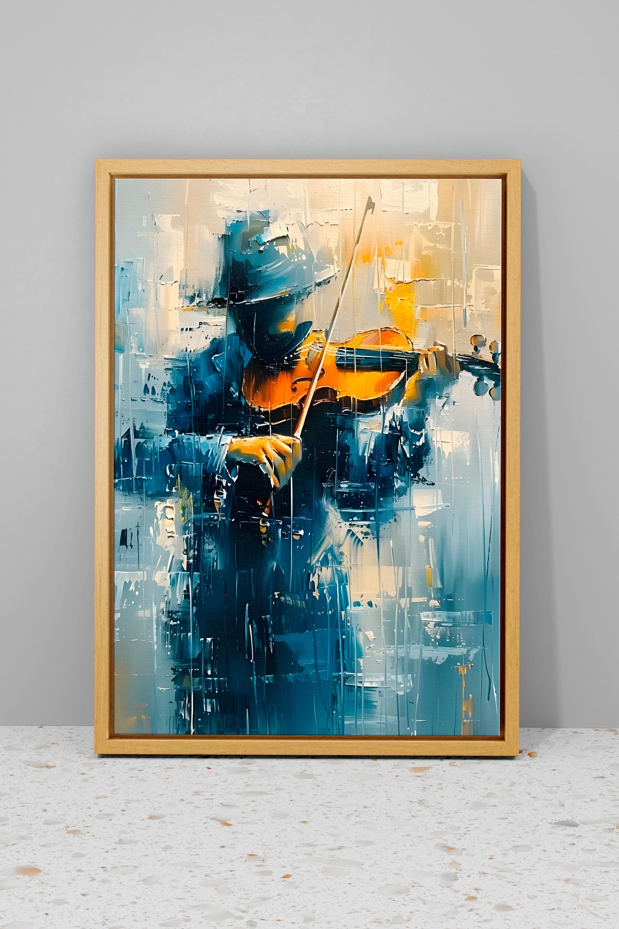 Violin Player Painting Canvas, Man With Violin Wall Art, Music Room ...