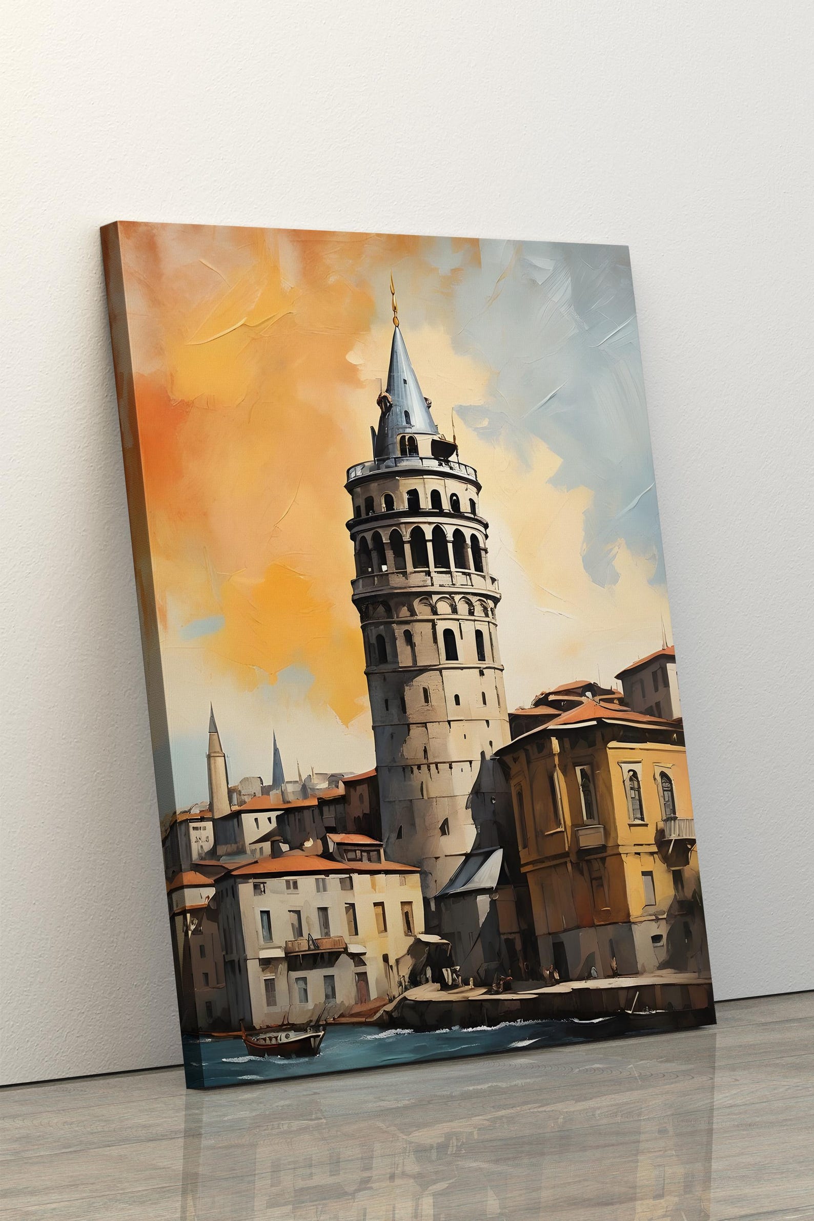 Istanbul Galata Tower Painting Art Print, Constantinople Canvas Decor ...