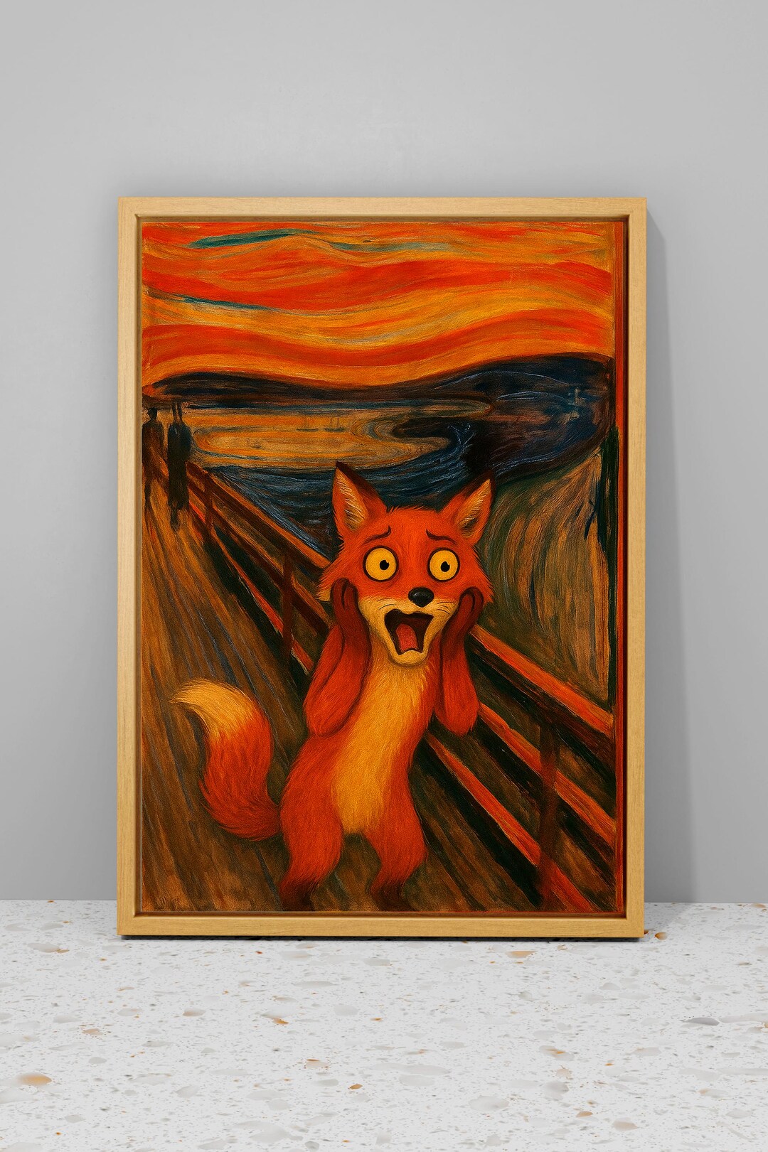 Screaming Fox Art Print: Funny Animal Portrait on Canvas - Etsy